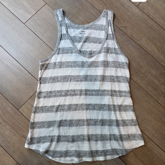 J. Crew | Tops | J Crew Gray And White Striped Linen Tank Top | Poshmark